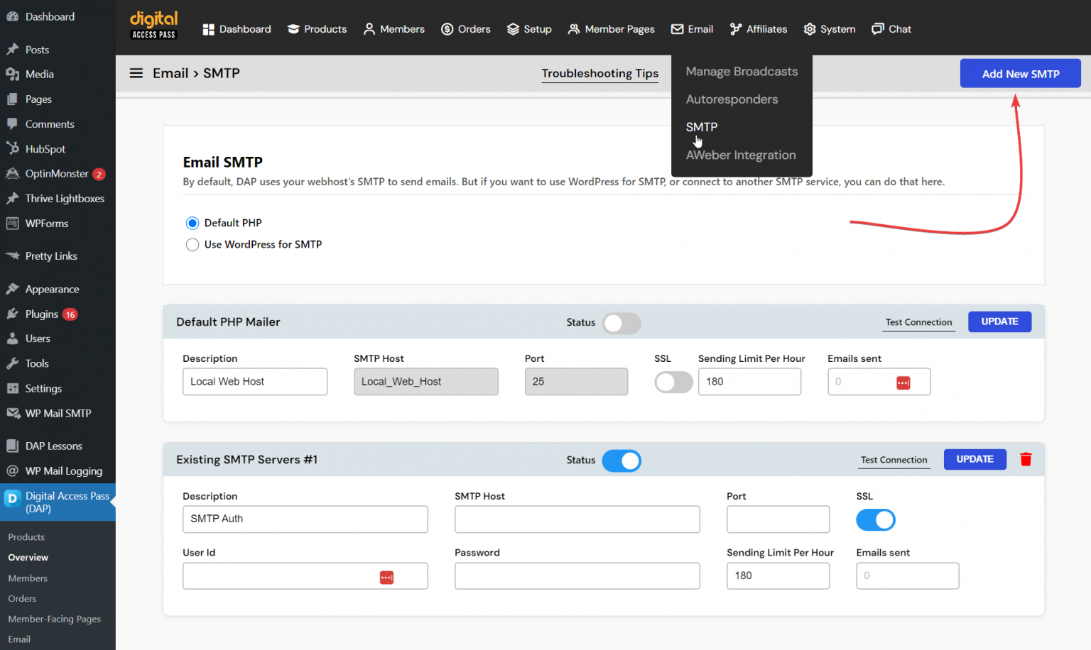 Email SMTP Integration – DAP Documents